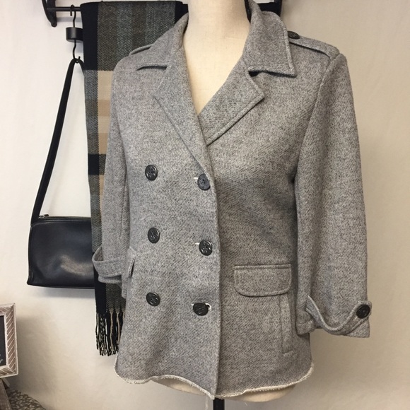 CAbi | Jackets & Coats | Cabi Gray 34 Sleeve Pea Coatblazer M | Poshmark